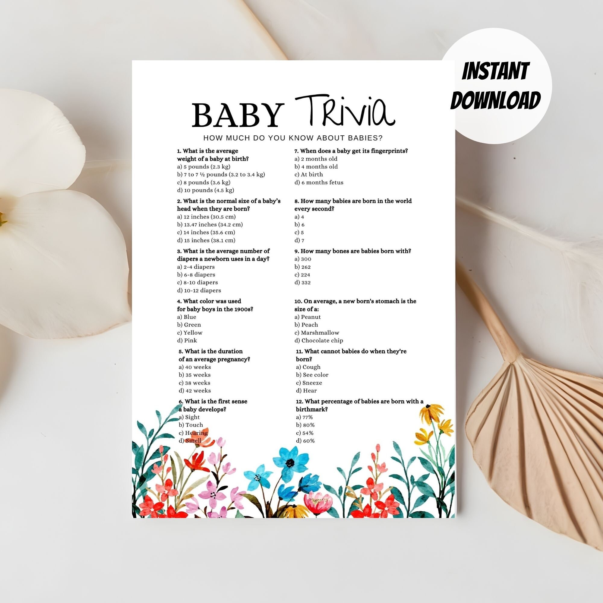 Flowering Baby Shower Games Bundle Floral Baby Shower Game Greenery ...