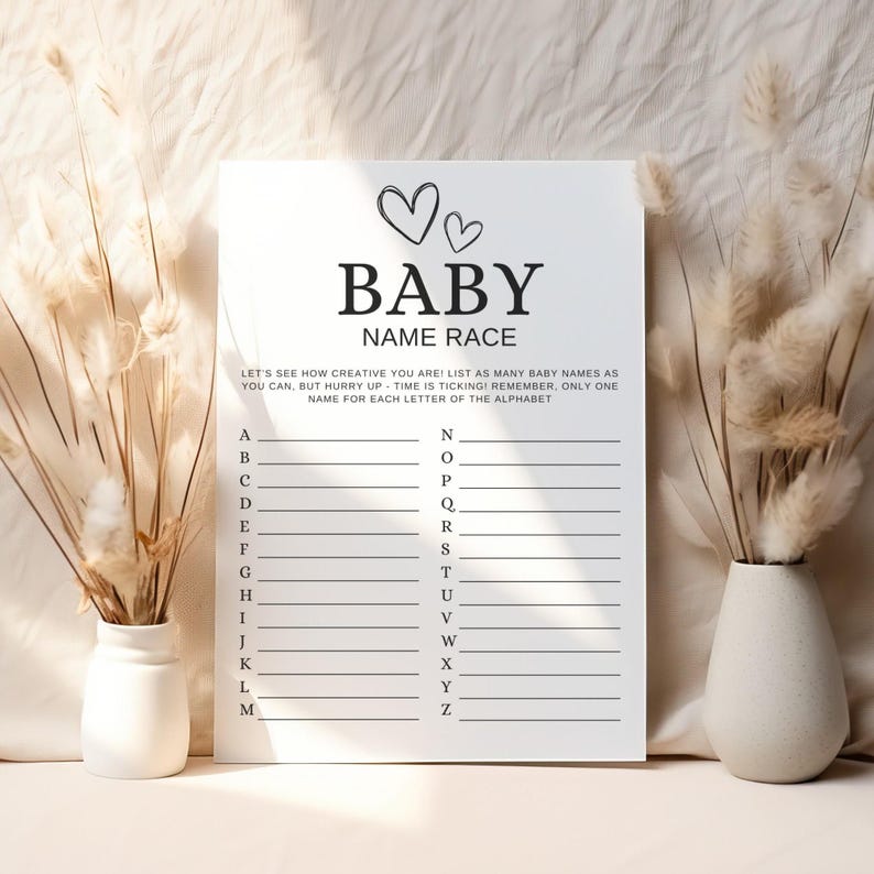 Minimalist Baby Name Race Game: A to Z Printable (digital Download) - Etsy