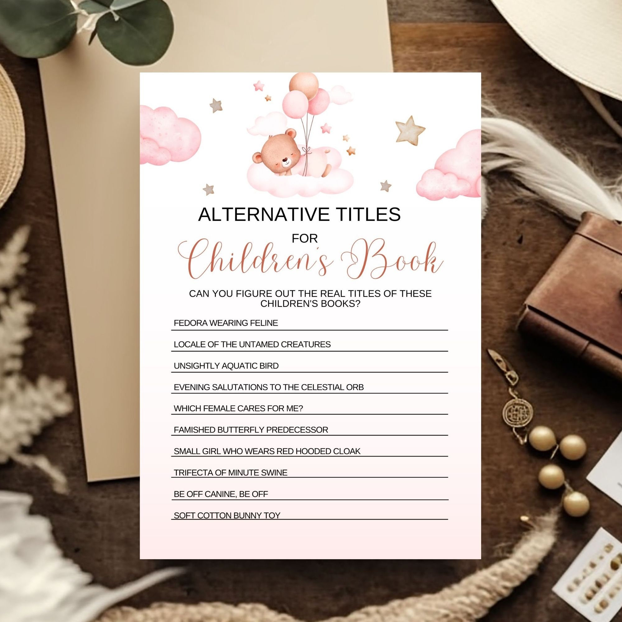 Alternative Titles for Children's Books Boho Baby Shower Game Instant ...