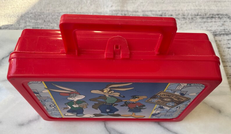 Looney Tunes Lunch Box, Vintage 1997 Red Plastic Lunch Box, Bugs Bunny ...