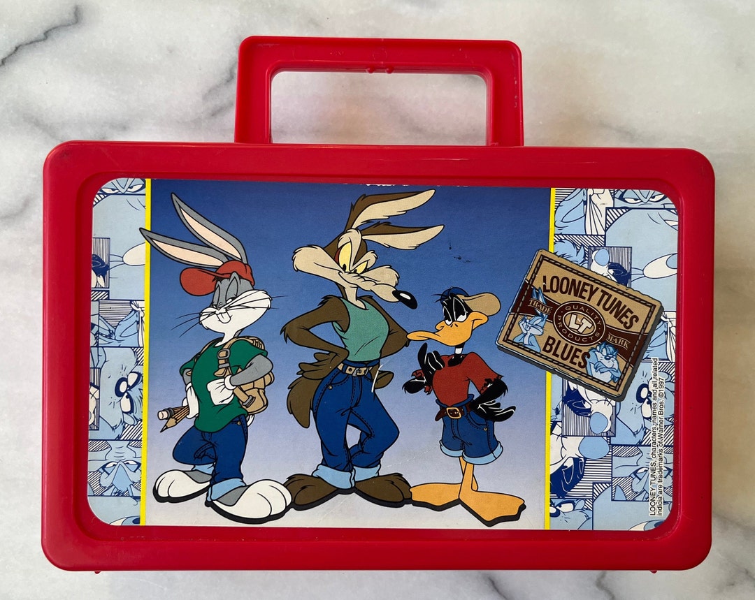 Looney Tunes Lunch Box, Vintage 1997 Red Plastic Lunch Box, Bugs Bunny ...