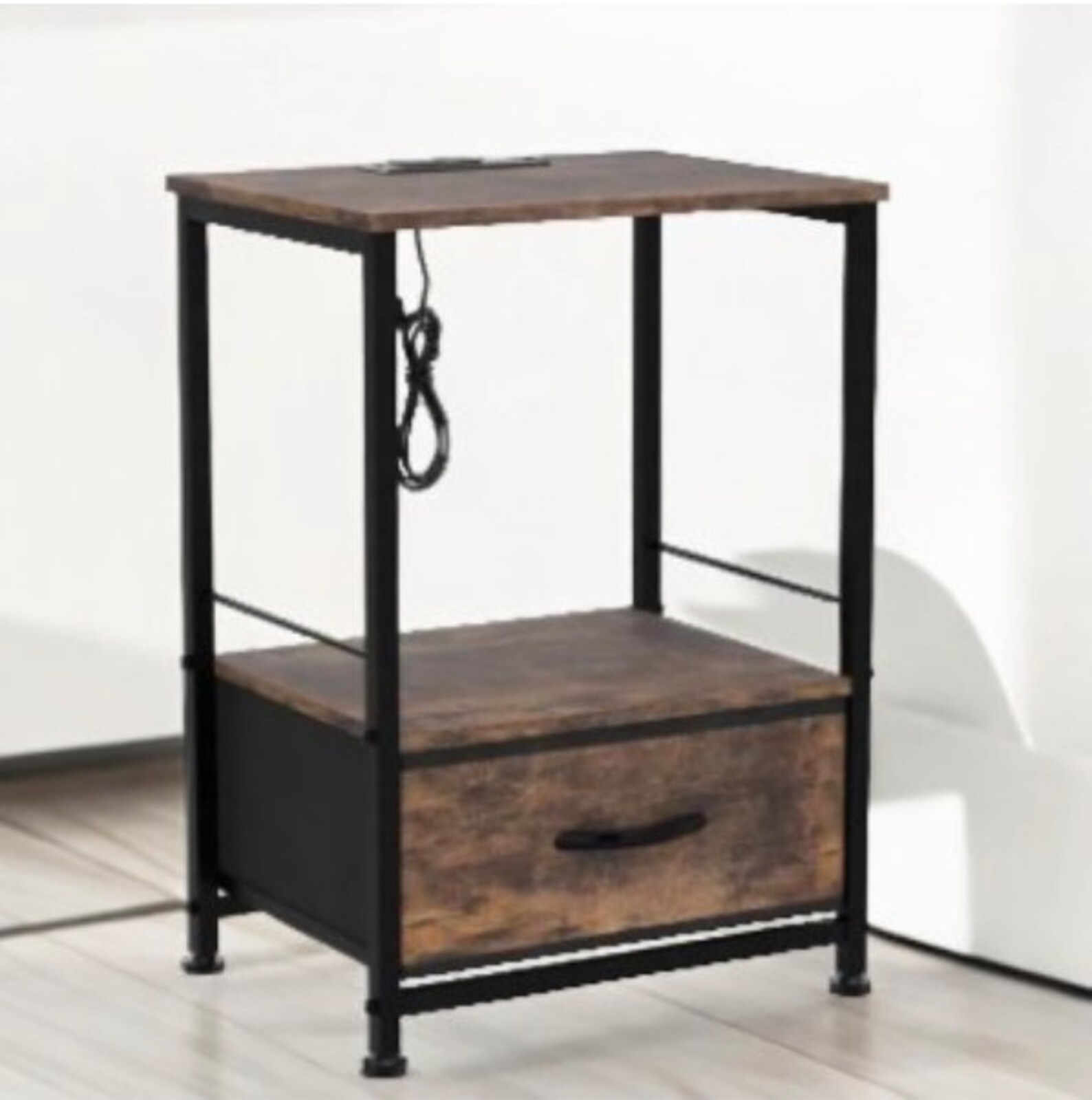 Rustic Industrial Nightstand With Charging Station - Etsy