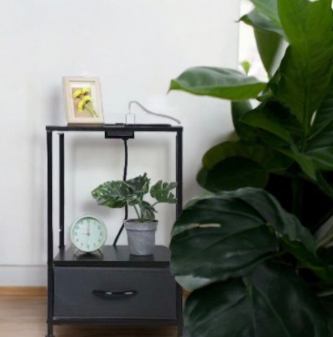 Rustic Industrial Nightstand With Charging Station - Etsy