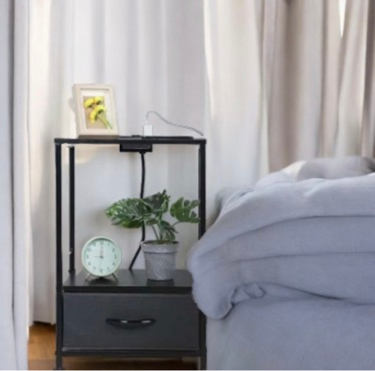 Rustic Industrial Nightstand With Charging Station - Etsy