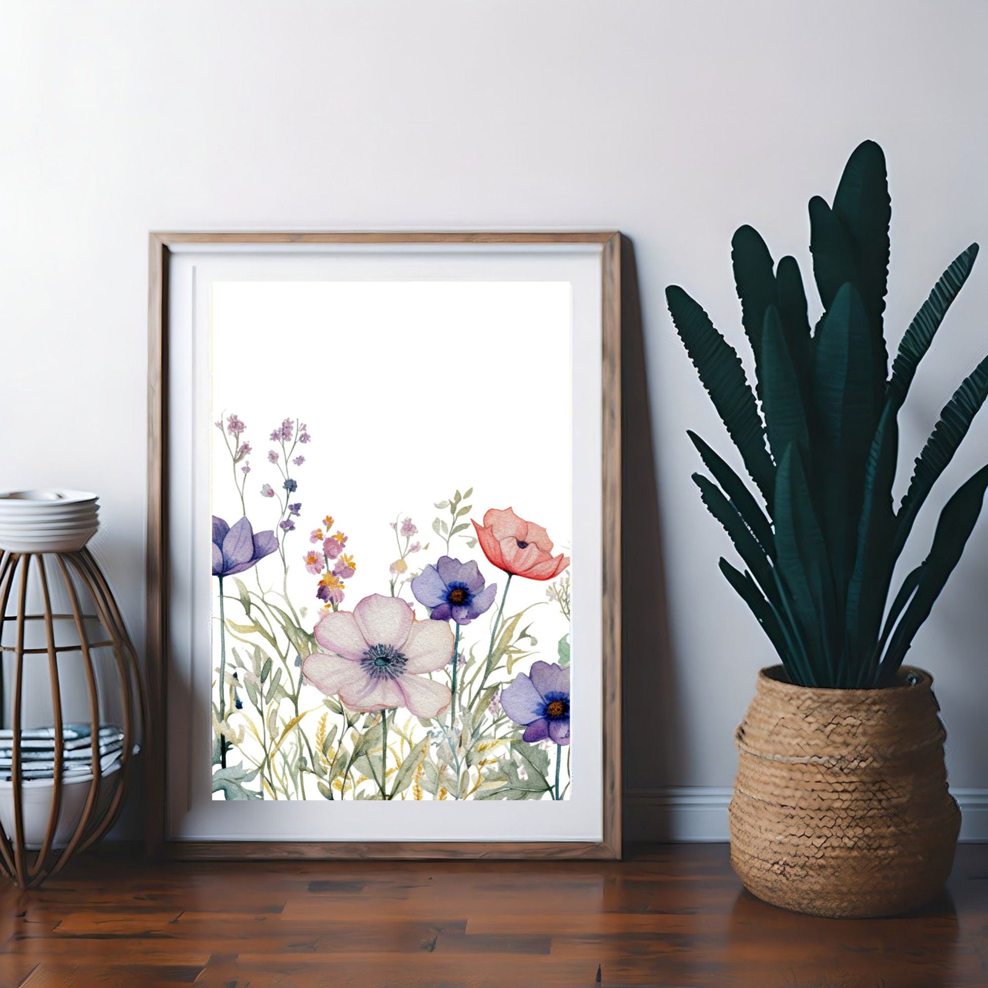 Wildflower Print, Wildflower Wall Art, Watercolor Wildflower Wall Art, Wildflower Digital Prints ...
