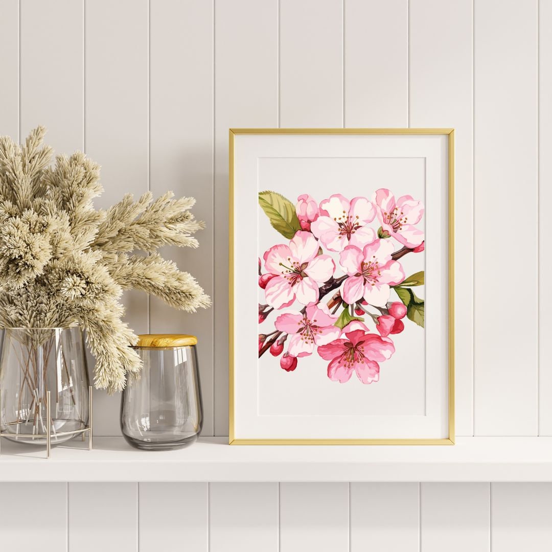 Cherry Blossom Print, Cherry Blossom Wall Art, Watercolor Cherry ...