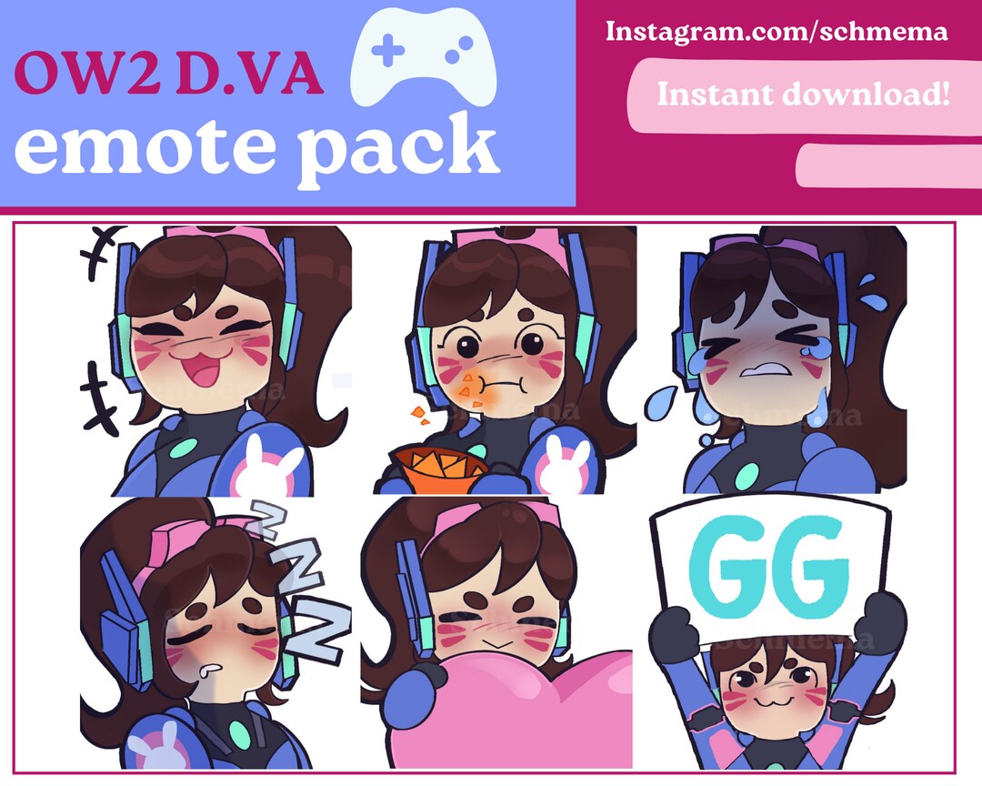 D.va Overwatch 2 Emote Pack || Twitch Streamer|| Discord || Cute Chibi ...