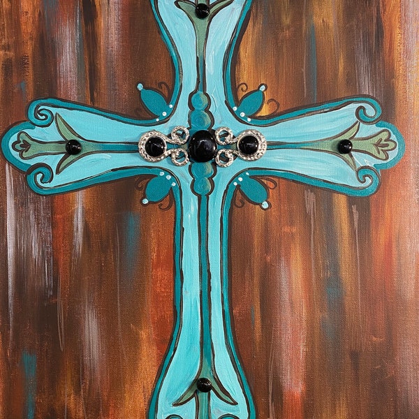 Teal Cross - Etsy