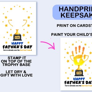Father's Day Handprint Craft: #1 Dad Trophy Keepsake (PDF/PNG/JPG ...
