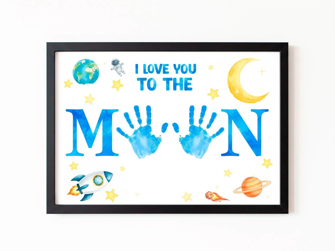 Father's Day Handprint Craft Moon Space Art Printable Gift Dad Keepsake ...