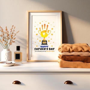 Father's Day Handprint Craft: #1 Dad Trophy Keepsake (PDF/PNG/JPG ...
