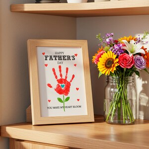 Fathers Day Flower Handprint Art Bloom Gift for Dad Printable Keepsake ...