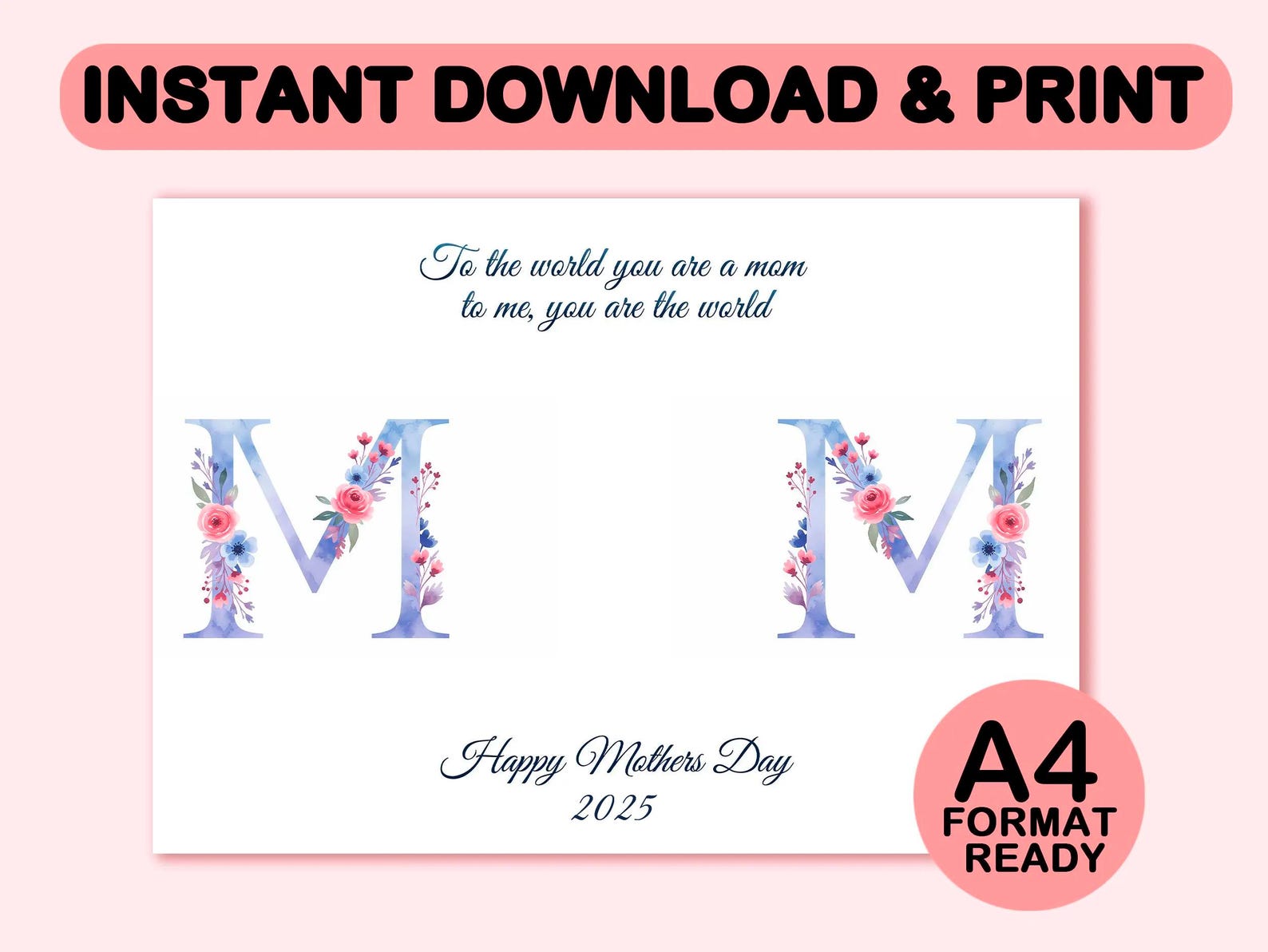 Mother’s Day Handprint Keepsake Craft Printable Gift for Mom Floral MOM ...