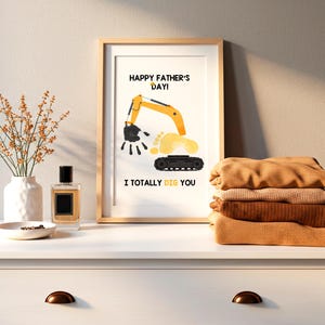 Father's Day Handprint Footprint Craft Excavator Printable Dad Gift I ...
