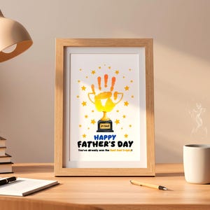 Father's Day Handprint Craft: #1 Dad Trophy Keepsake (PDF/PNG/JPG ...
