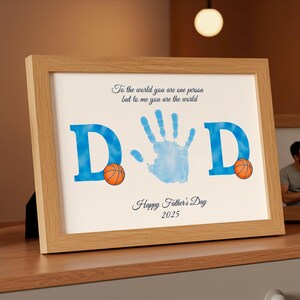 Father's Day Handprint Craft Basketball Dad Art Printable Gift Keepsake ...
