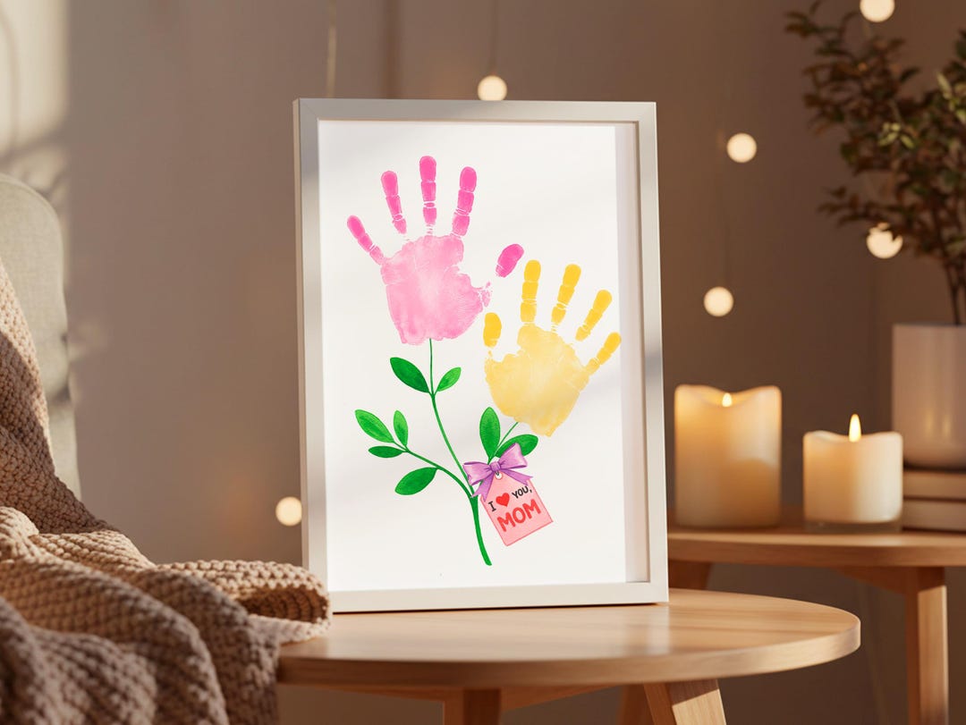 Mother's Day Handprint Craft Printable Simple Flower Art Gift Mom ...