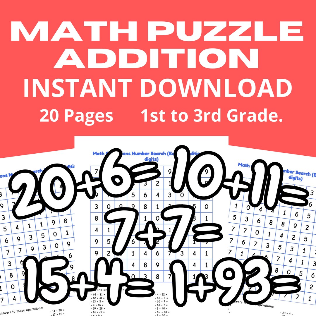 Printable Math Operations Number Search Puzzles for Kids Fun Addition ...
