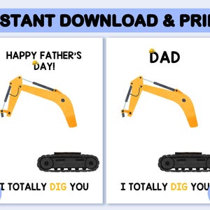 Father's Day Handprint Footprint Craft Excavator Printable Dad Gift I ...
