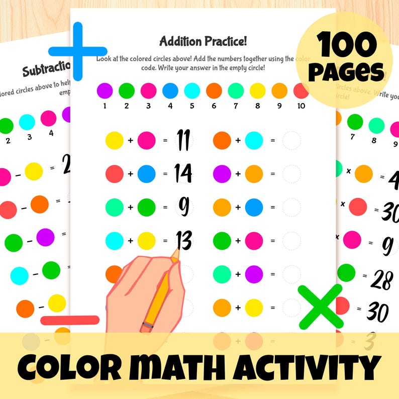 100 Math Worksheets for Kids: Addition, Subtraction, Multiplication ...