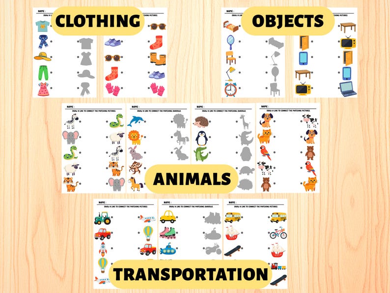 Printable Shadow Matching Worksheet: Preschool Learning Activity (PDF ...