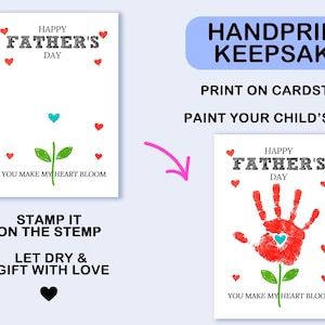 Fathers Day Flower Handprint Art Bloom Gift for Dad Printable Keepsake ...