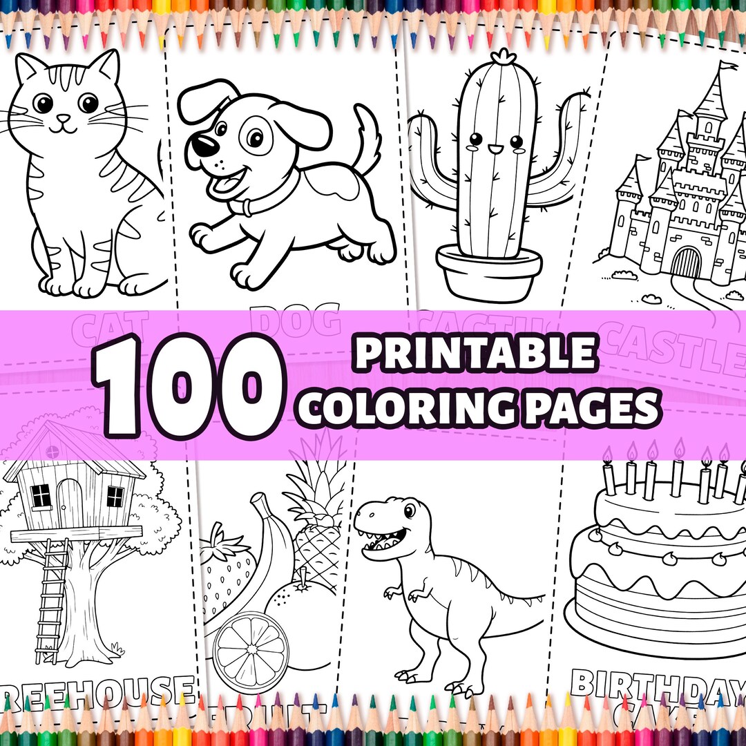 Printable Coloring Pages Bundle 100 PDF Instant Download Creative ...