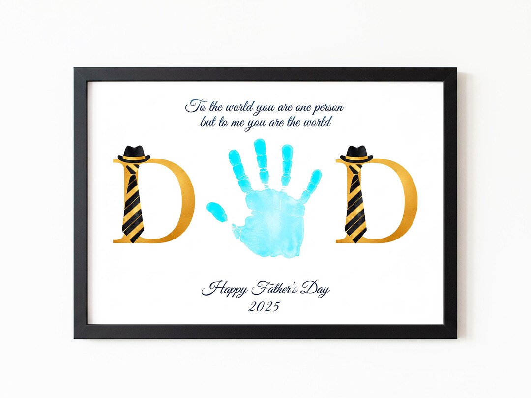 Father's Day Handprint Craft DAD Hat Tie Art Printable Gift Keepsake ...