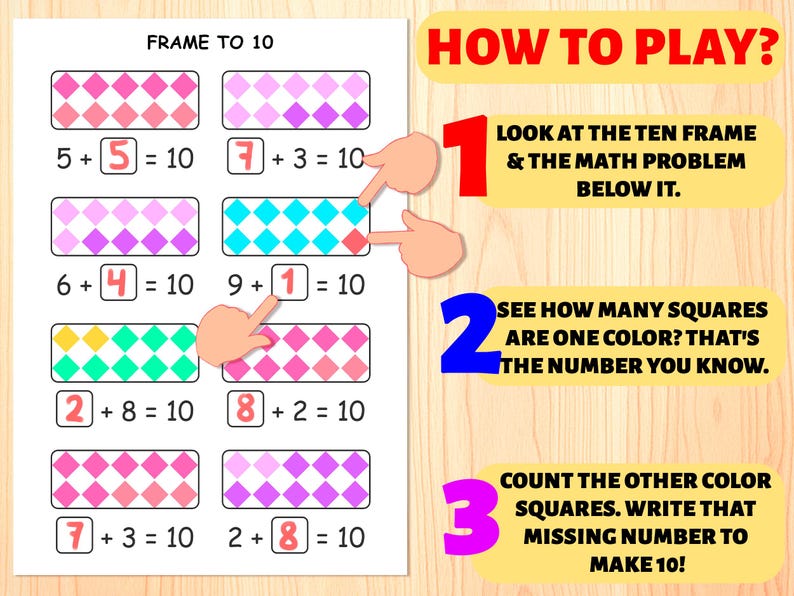 Ten Frame Printable: Visual Addition to 10 Math - Etsy