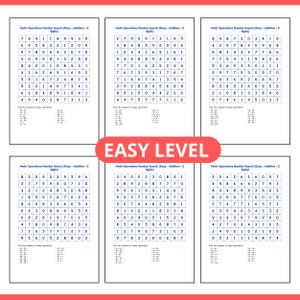 Printable Math Operations Number Search Puzzles for Kids Fun Addition ...