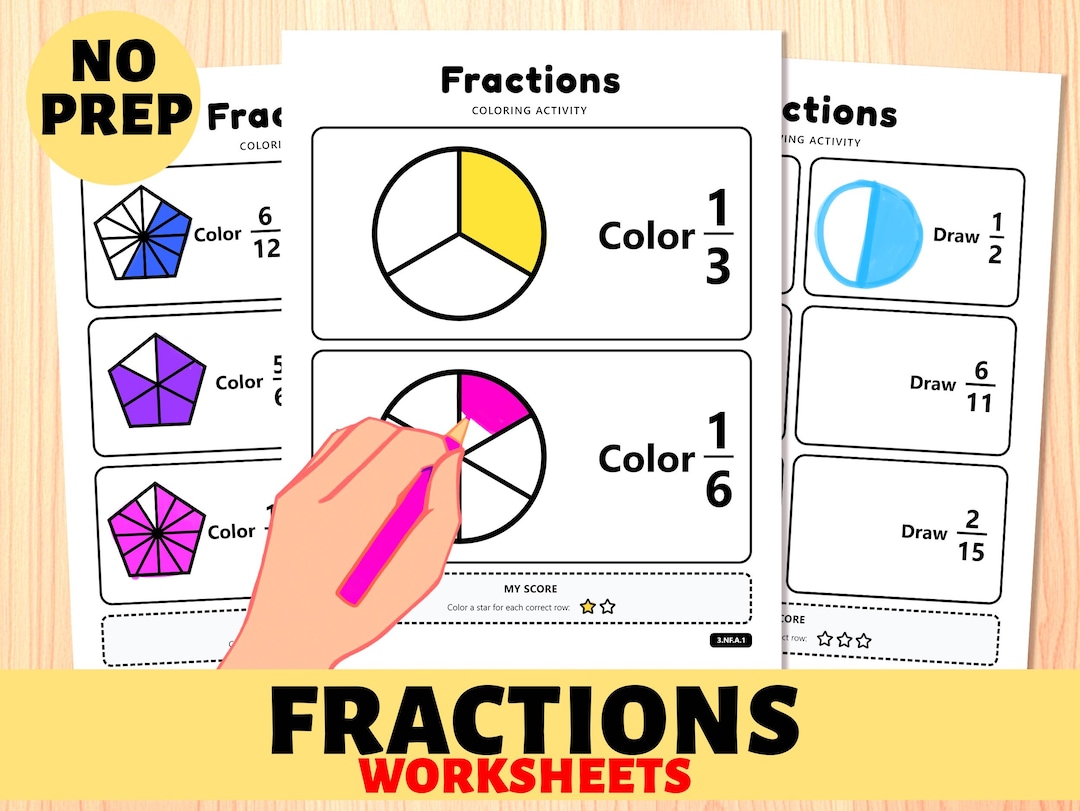 Fractions Worksheets 3rd Grade No Prep Visual Math Centers Homeschool ...