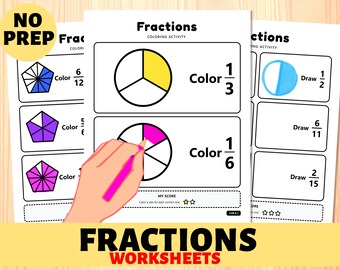 Fractions Worksheets 3rd Grade No Prep Visual Math Centers Homeschool ...