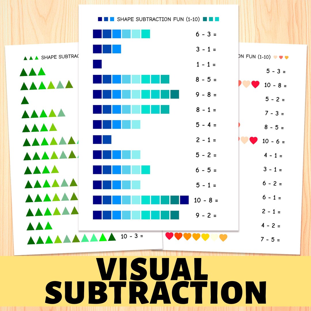 Visual Subtraction Worksheet Take Away Kindergarten Math Practice ...