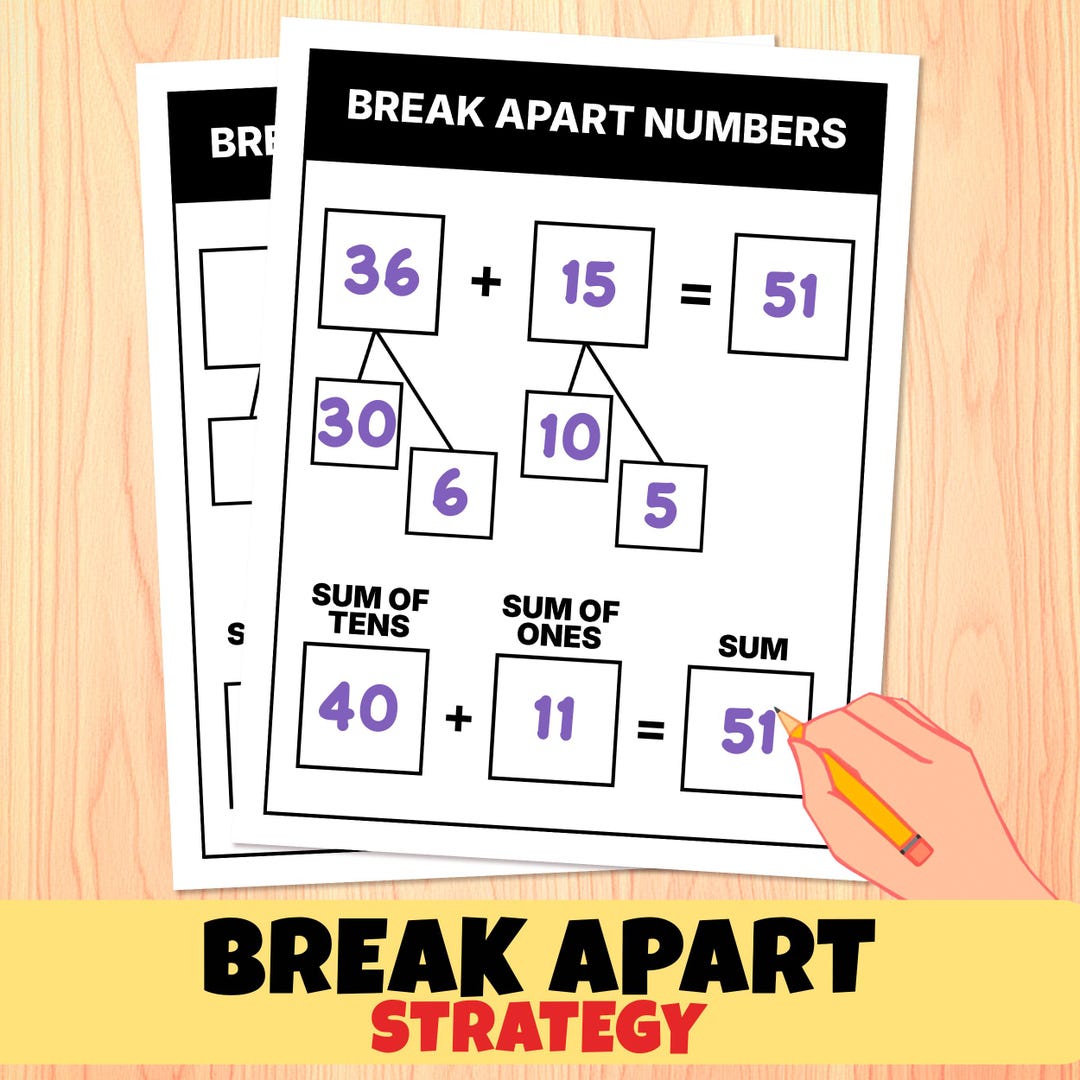 Break Apart Numbers Decomposing Addition Strategy Place Value Math ...