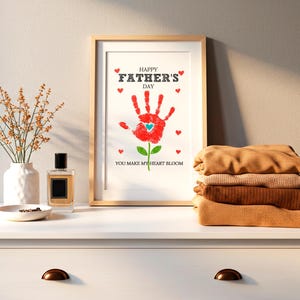 Fathers Day Flower Handprint Art Bloom Gift for Dad Printable Keepsake ...