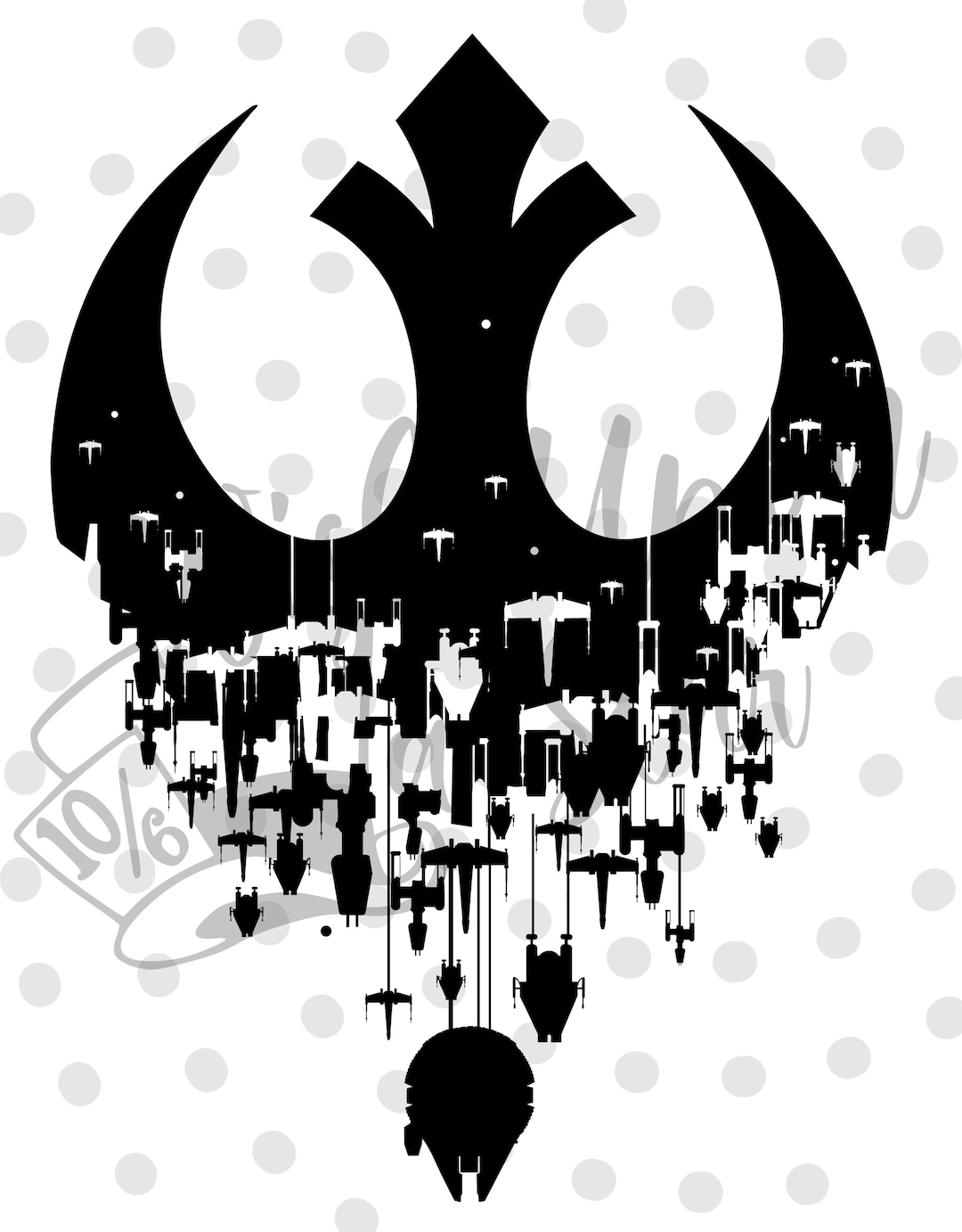 Rebellion Symbol With Ships | Millennium Falcon | X-wing | Tie Fighter ...