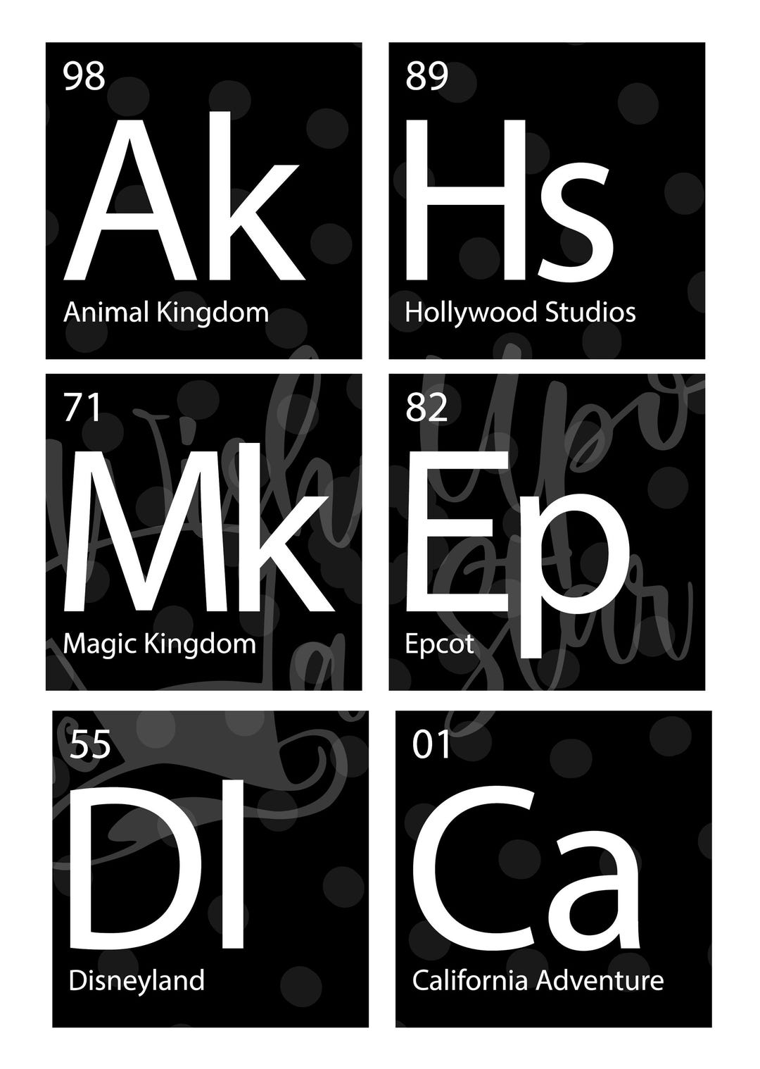 Disney Park Element Symbols | Matching Shirts | Science | Periodic ...