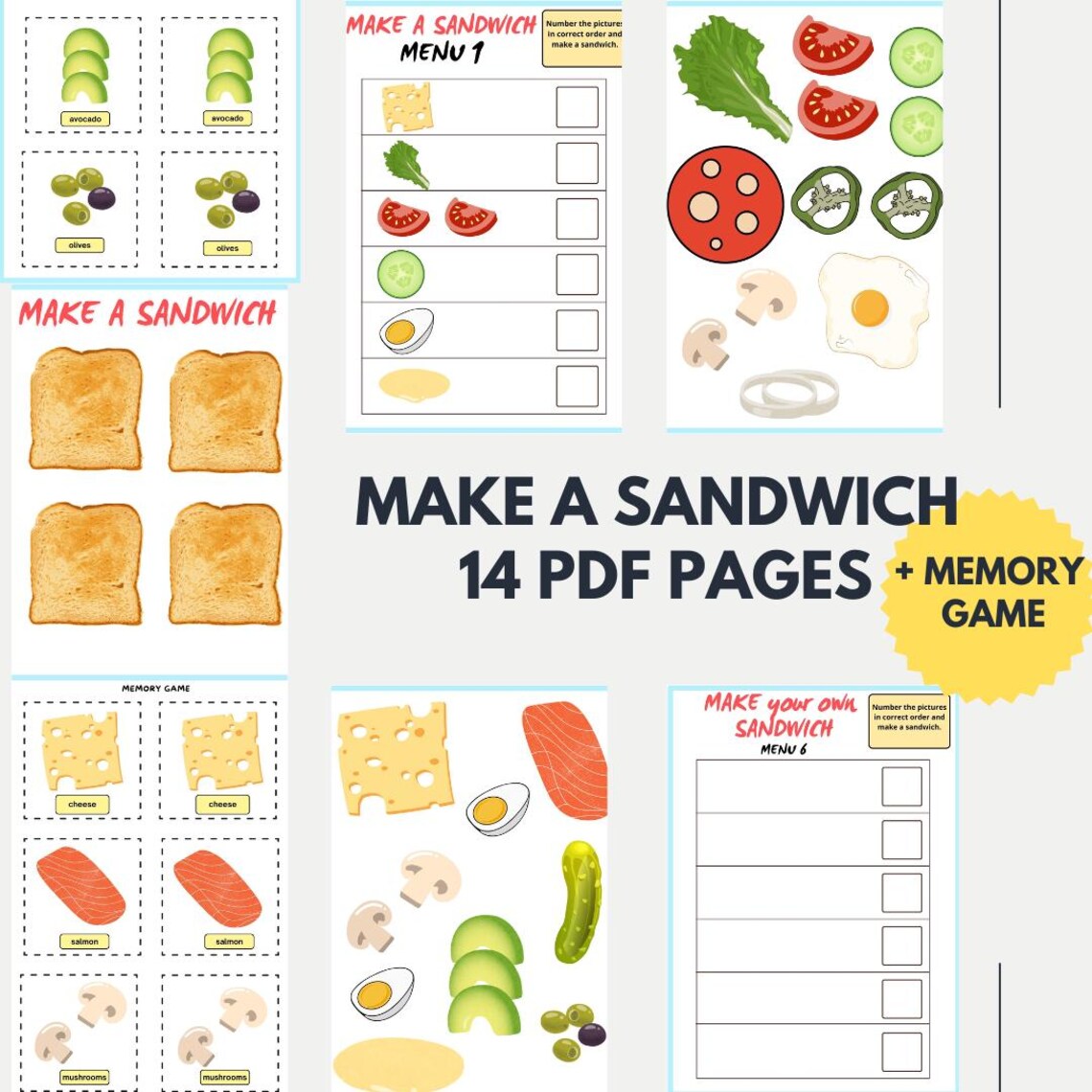 Make a Sandwich Preschool Homeschool Life Skill Activity Kids DIY Busy ...