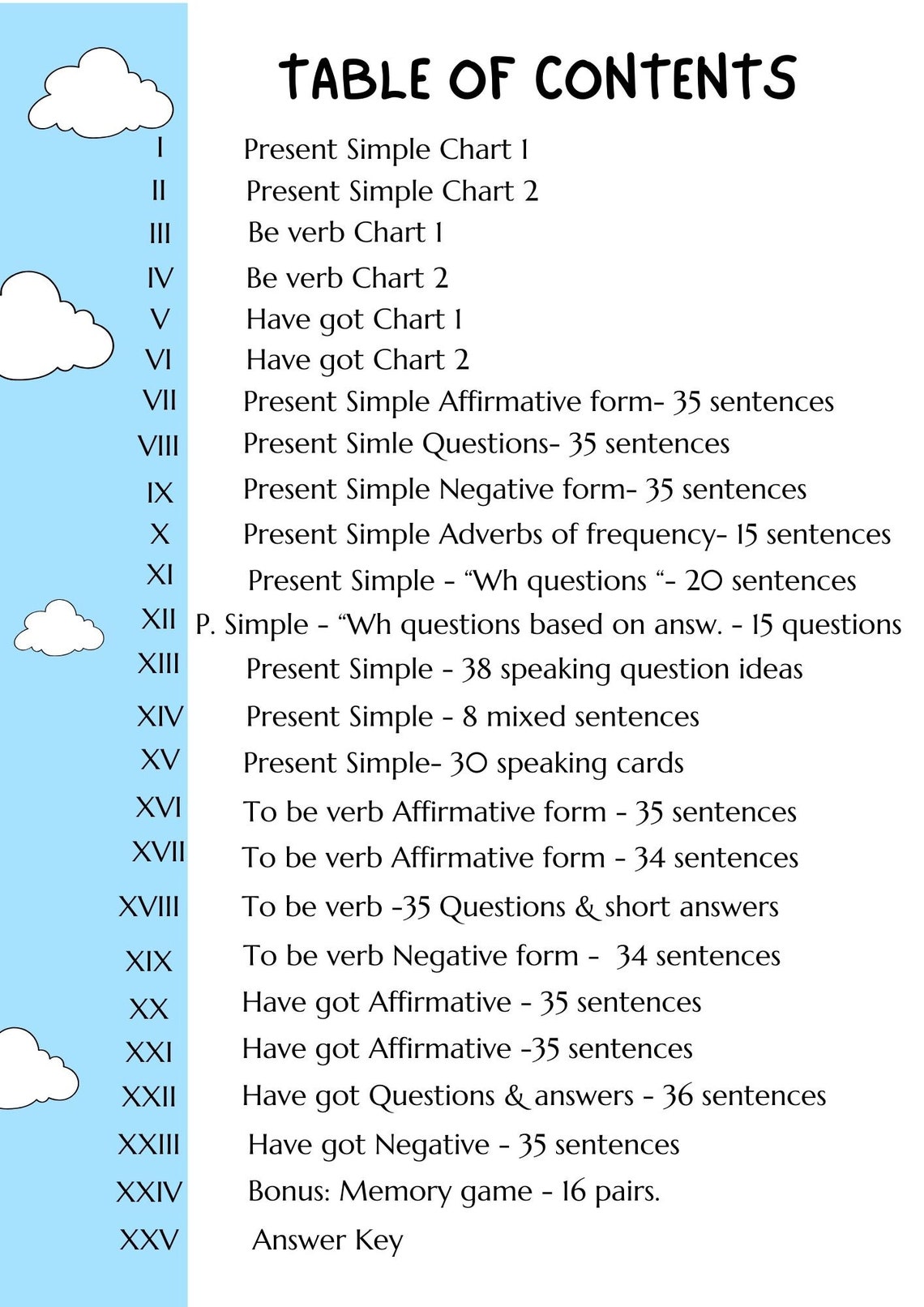 English Tenses, Posters, Charts, Worksheets, Present Simple, Printable ...