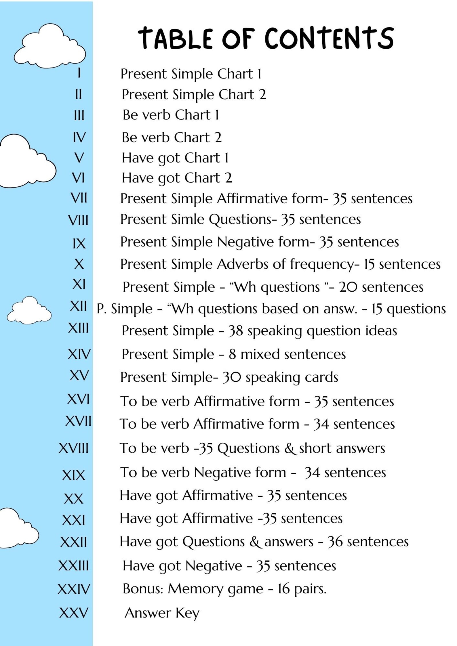 English Tenses, Posters, Charts, Worksheets, Present Simple, Printable ...