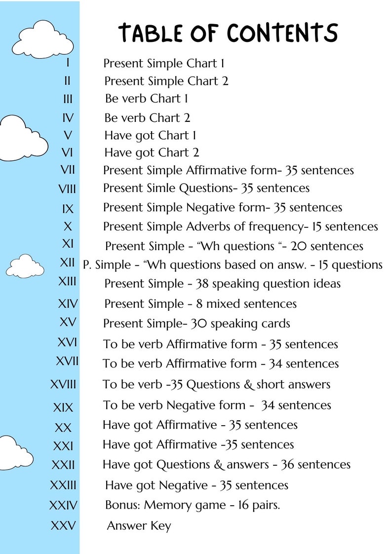English Tenses, Posters, Charts, Worksheets, Present Simple, Printable ...