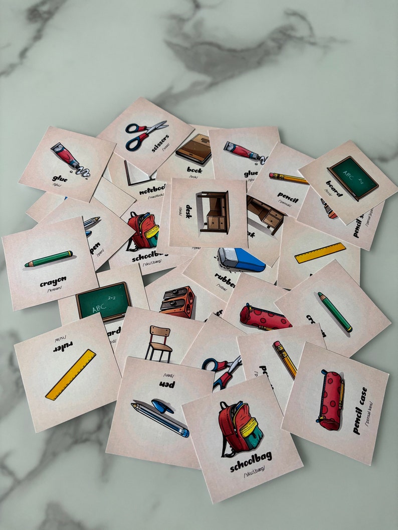 School Printable Memory Game | Memory Spiel | Matching Game | Teaching ...