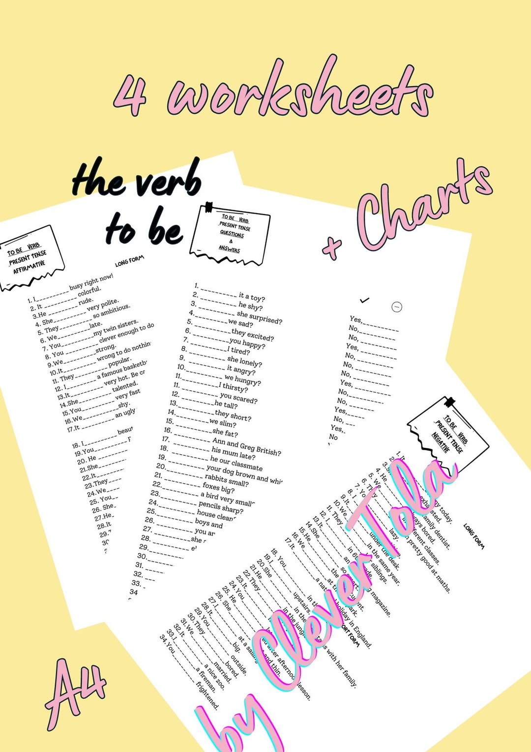 To Be Verb Grammar Pack, Printable Grammar Worksheets, Printable ...