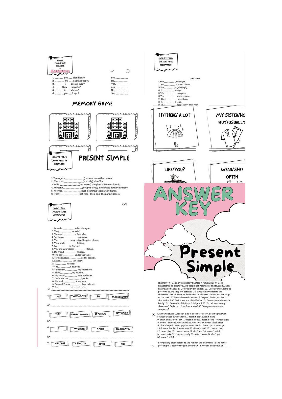 English Tenses, Posters, Charts, Worksheets, Present Simple, Printable ...