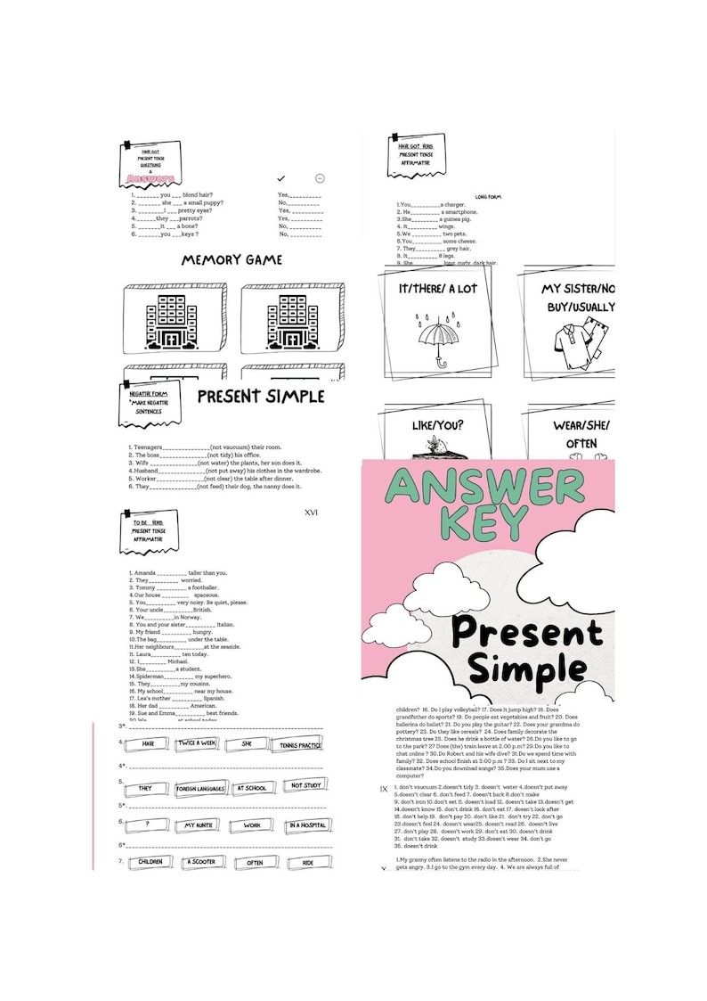 English Tenses, Posters, Charts, Worksheets, Present Simple, Printable ...
