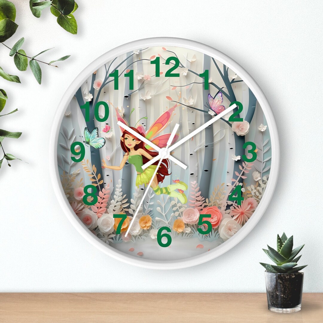 Magical Forest Kids Wall Clock, Fairy Wall Clock, Colorful Clock for ...