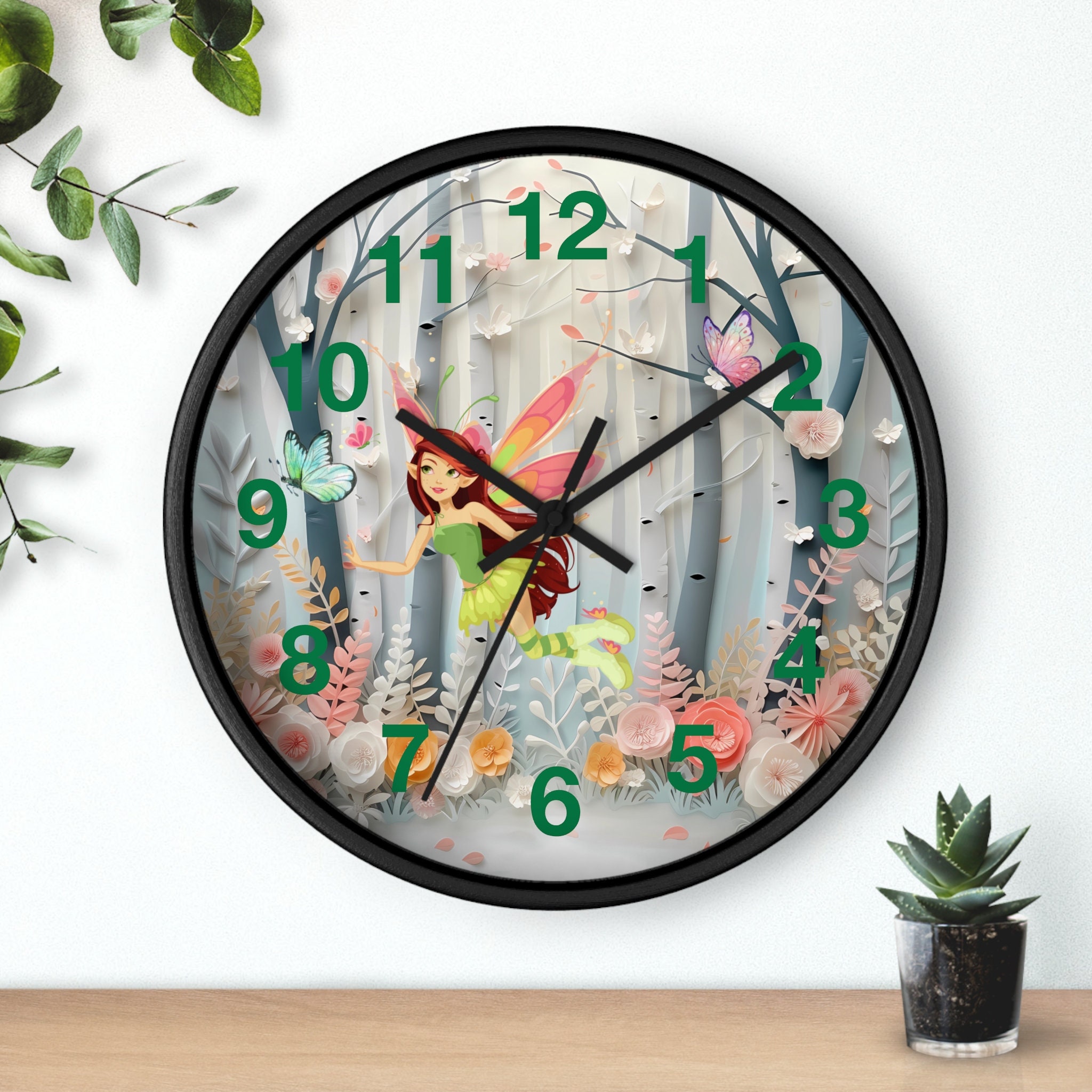 Magical Forest Kids Wall Clock, Fairy Wall Clock, Colorful Clock for ...