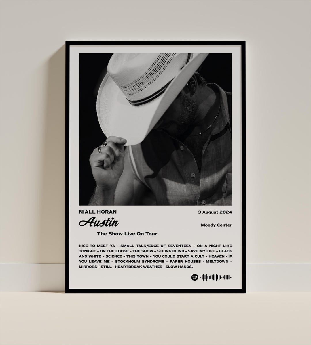 Niall Horan the Show Live on Tour Austin TSLOT Setlist Digital Print ...