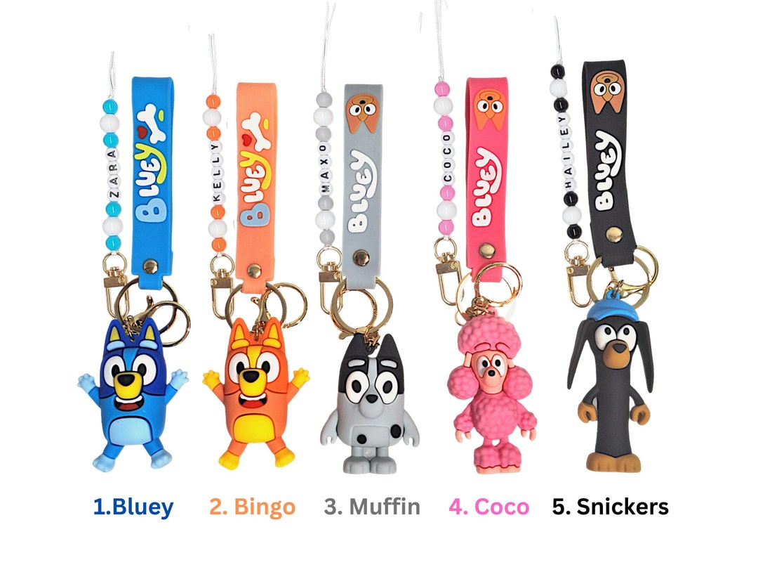 Bluey Keychain & Bingo Keyring Gift, Muffin Cute Bluey Friends ...