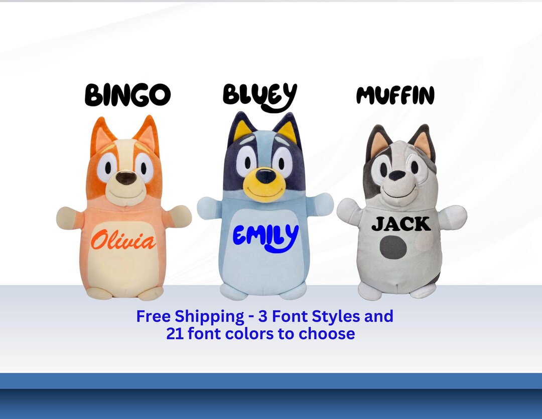 Custom Bluey Squishmallow Plush, Bingo, Muffin, Personalized Gift Kids ...